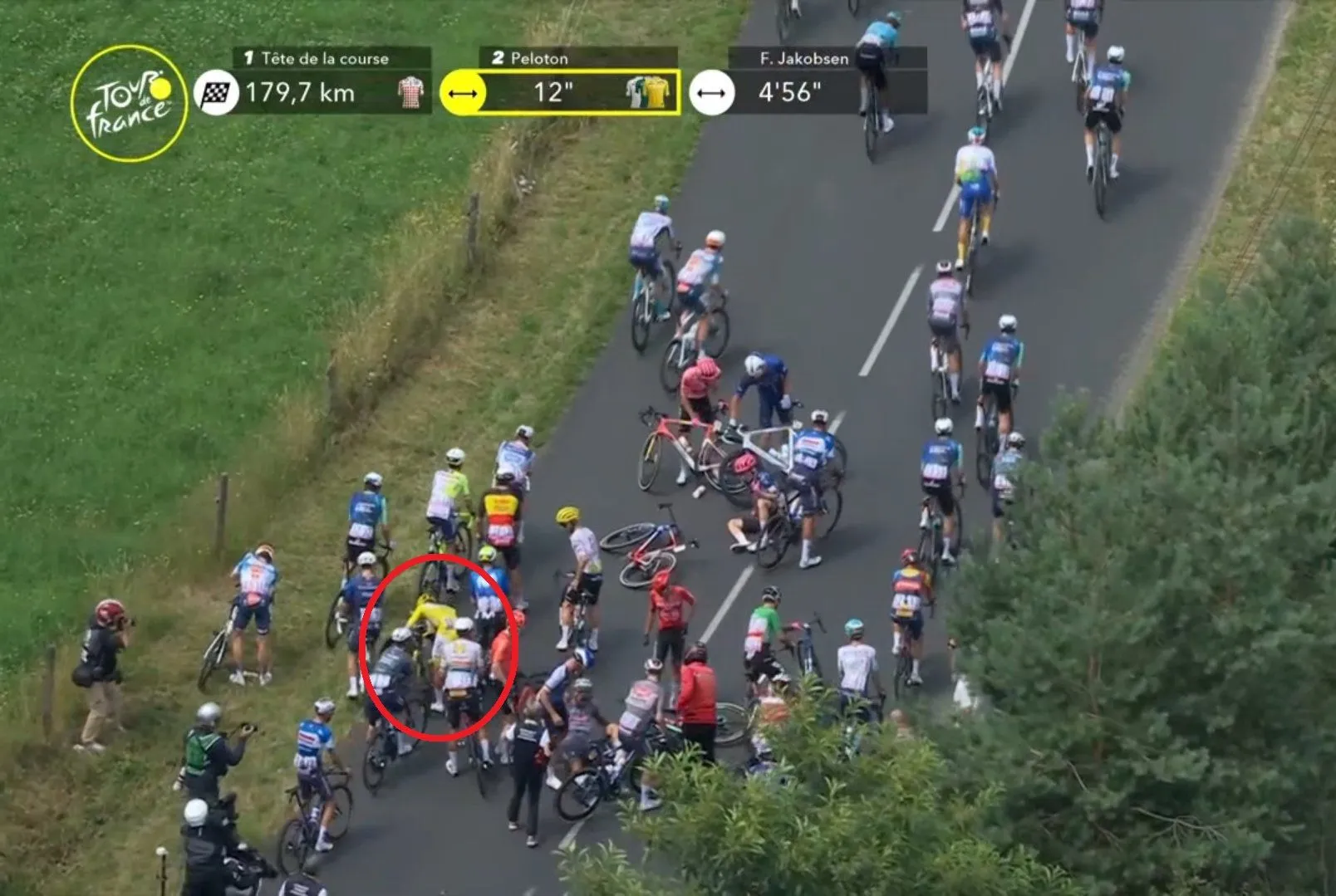 Tadej Pogacar involved in early crash on stage 12 of Tour de France ...