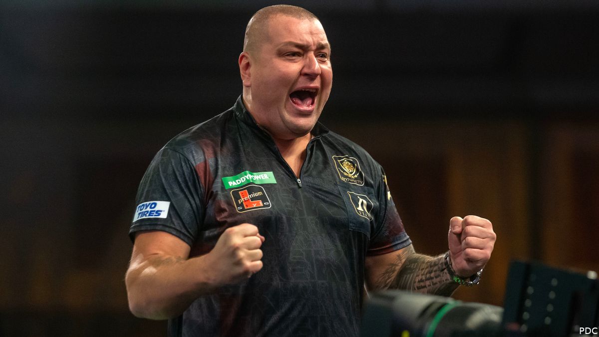 Boris Krcmar throws nine-dart finish during Players Championship 12 ...