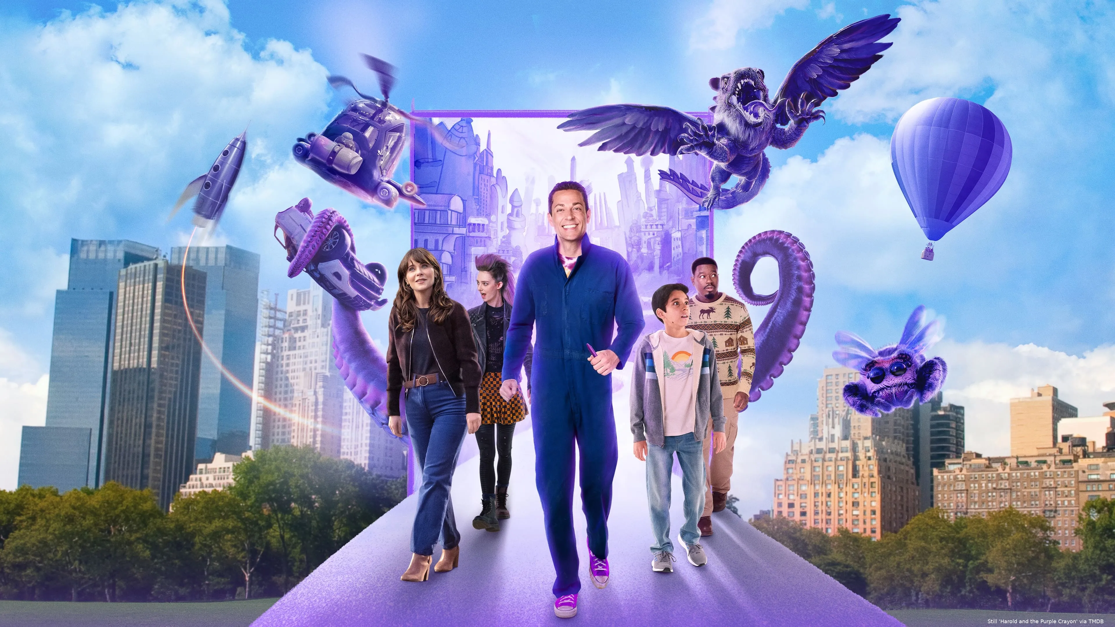 Magische familiefilm 'Harold and the Purple Crayon' met Zachary Levi nu ...