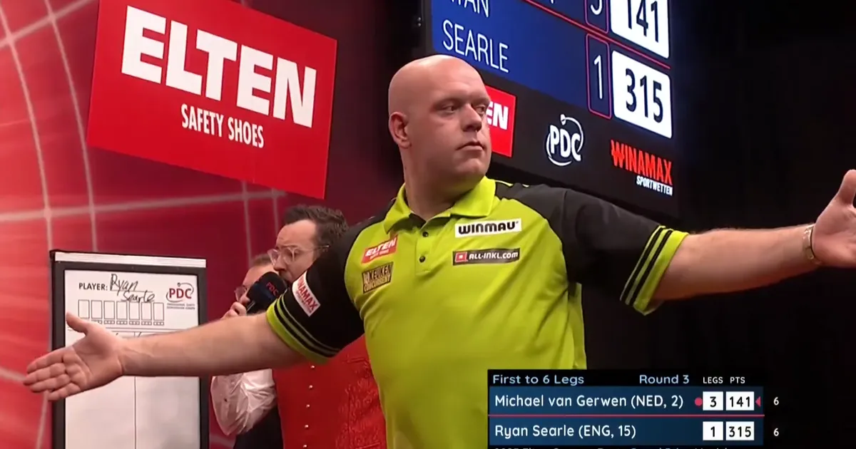 VIDEO: Michael van Gerwen gooit negendarter bij German Darts Grand Prix