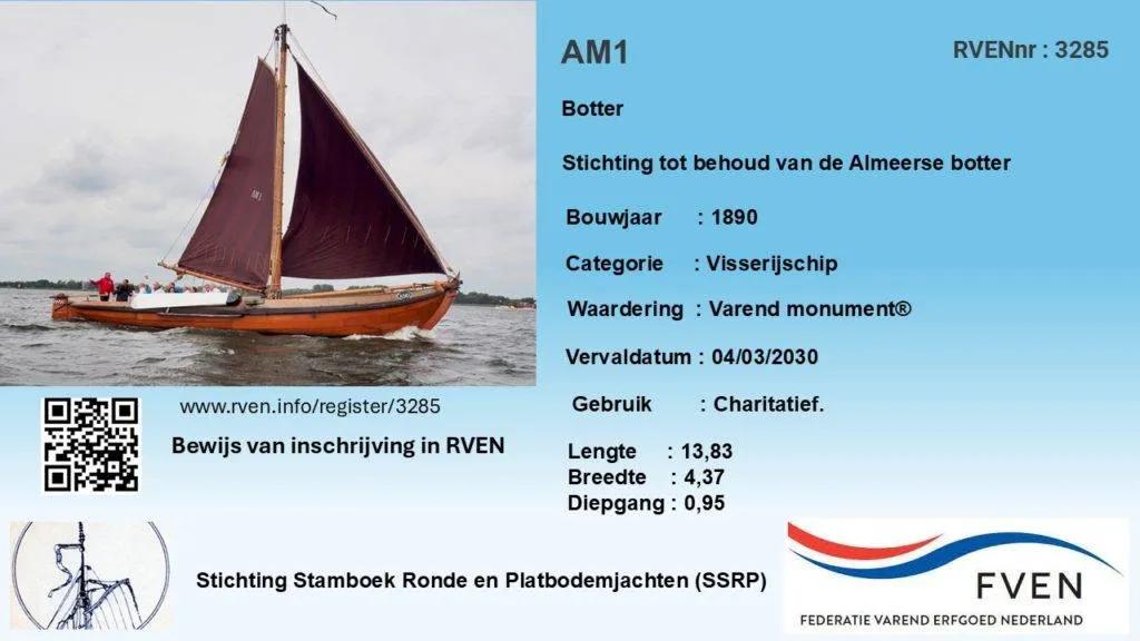 Botter AM1 is varend monument