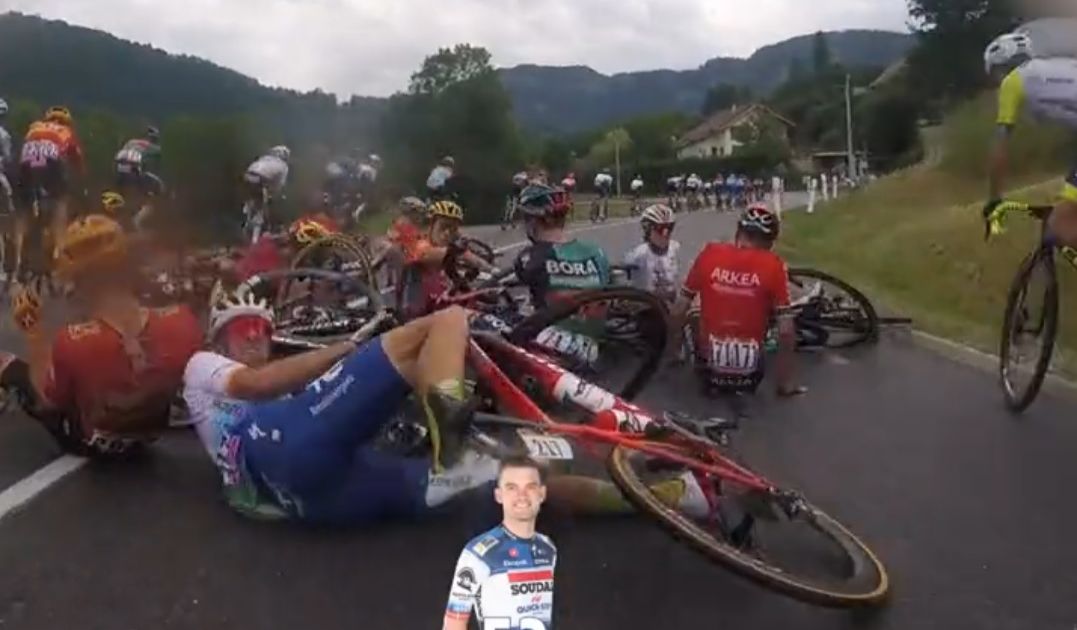 VIDEO: On-the-bike footage reveals how stage 14's mass crash occured