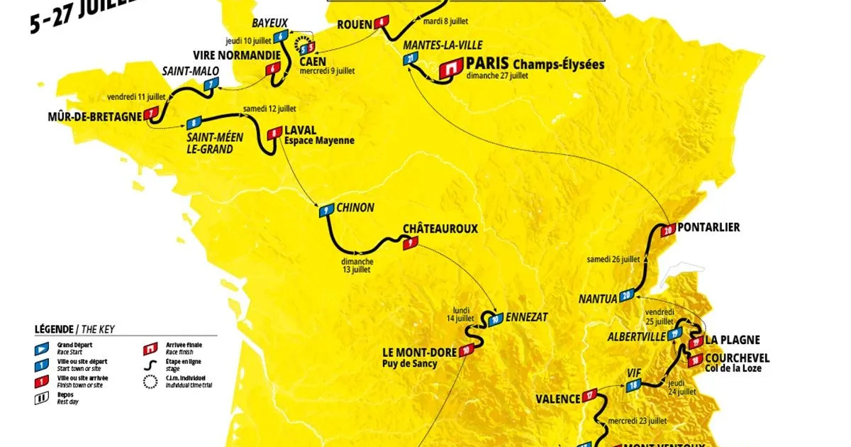 Profiles & Route Tour de France 2025 - Mont Ventoux, Col de la Loze and ...
