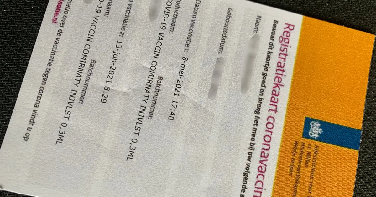 Gele boekje en registratiekaart geen officieel vaccinatiebewijs