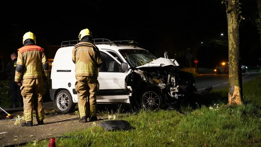 Bestuurder botst tegen boom en raakt gewond