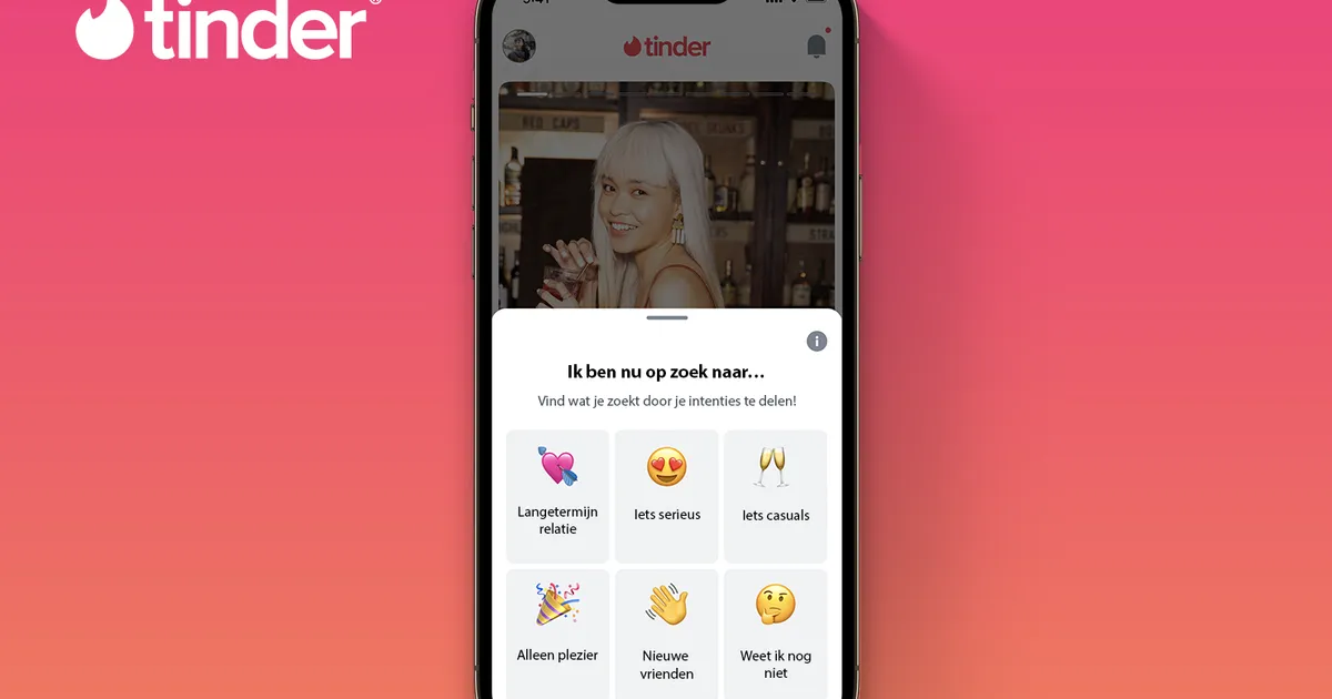 Tinder lanceert functie om duidelijk aan te geven waar je naar op zoek bent