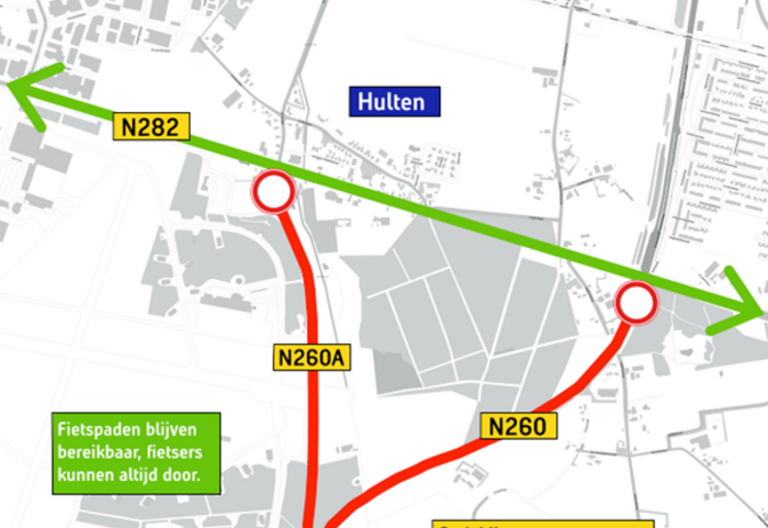 Komende tijd afsluitingen N260 en N260