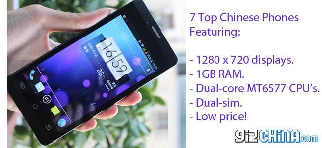 7 Top dual-core Chinese phones with 1280 x 720 screen and 1GB RAM