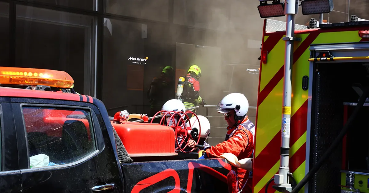 Latest update on McLaren paddock fire: 'four fire personnel were treated'