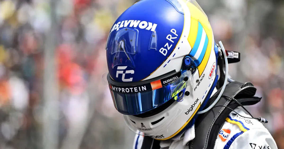 Colapinto causes red flag after hitting the wall in treacherous conditions