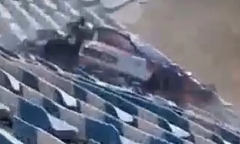 Car lands on grandstand after crash during WEC weekend Portimao