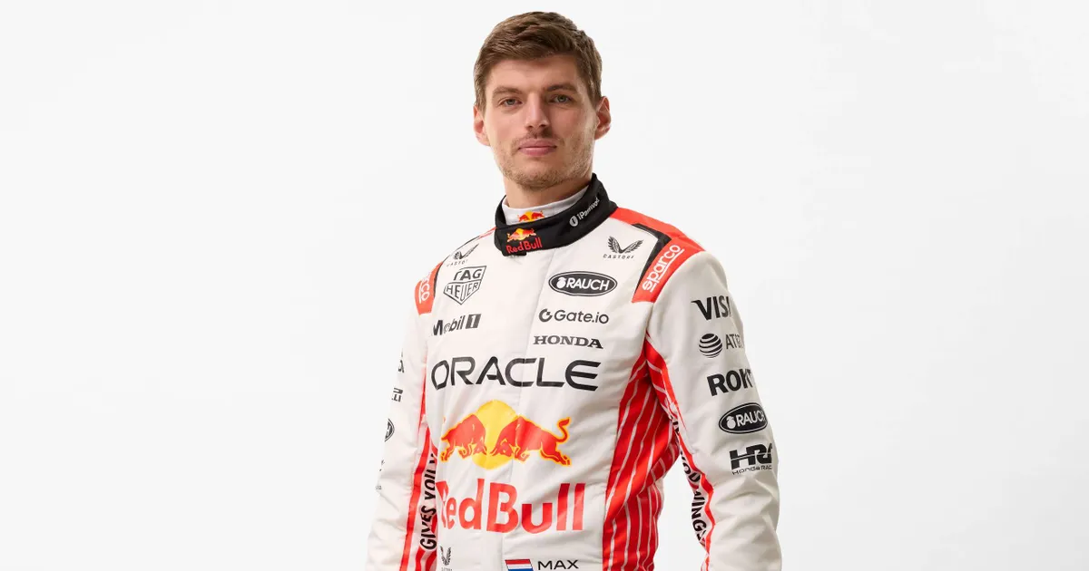 Max Verstappen in white racing suit Red Bull livery Japan GP