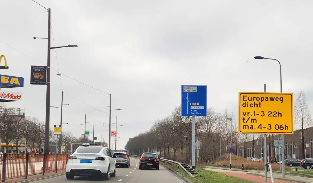 Europaweg in beide richtingen dicht komend weekend