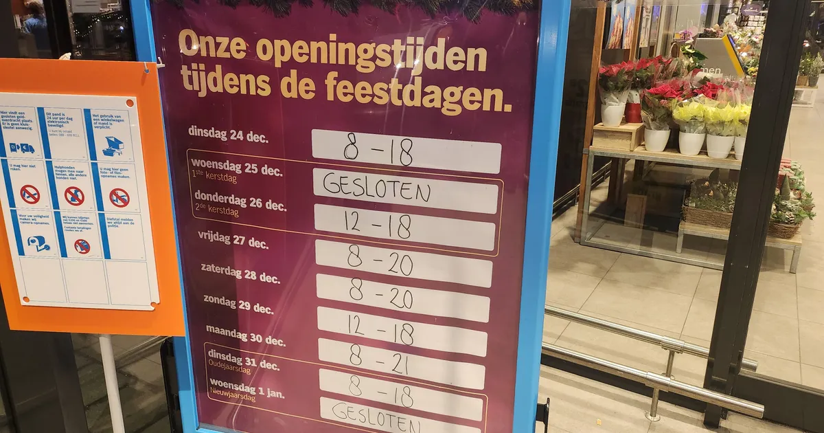 Openingstijden van supermarkten met Kerst en Oud en Nieuw
