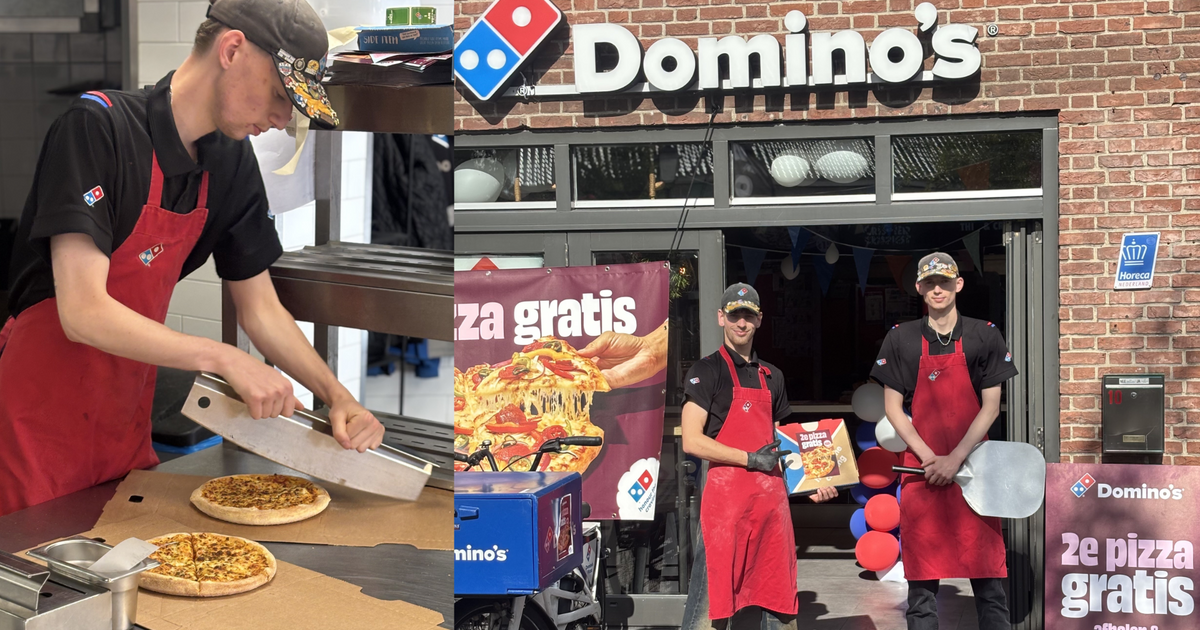 Matthijs Mulder en Dylan Stijf blij met hun Domino's