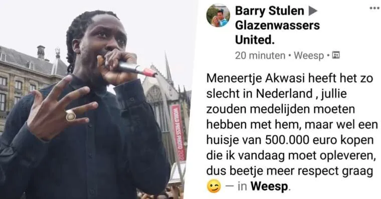 Akwasi woedend nadat man zijn nieuwe adres uitlekt: "Hang maar een handgranaat aan de deur!" (VIDEO)