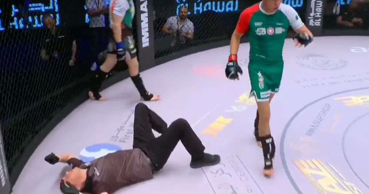 MMA-vechter slaat scheidsrechter KO