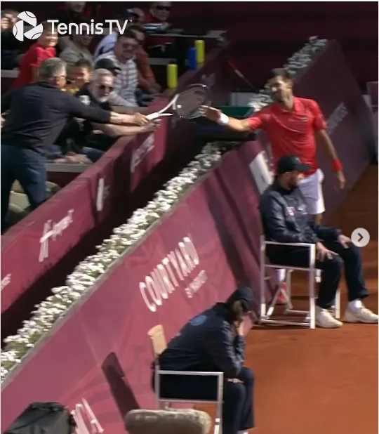 VIDEO: Djokovic accidentally throws racquet into crowd during Srpska ...