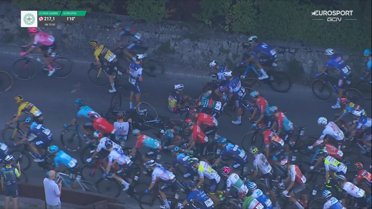 VIDEO: Remco Evenepoel crashes at the start of Il Lombardia ...