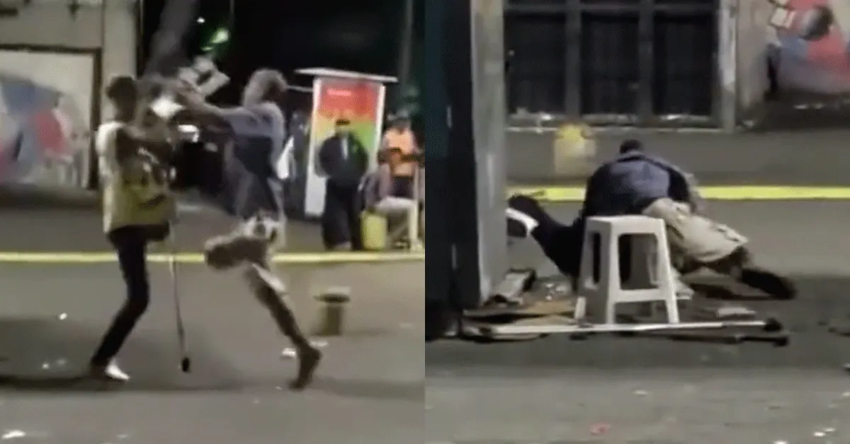 Kruklopers zetten enige beentje voor in straat gevecht | video ...