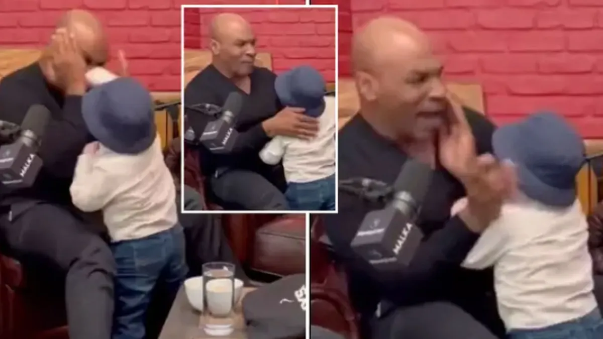 Boksicoon Mike Tyson vangt klappen van mini knokker! 'Is die gast geen ...