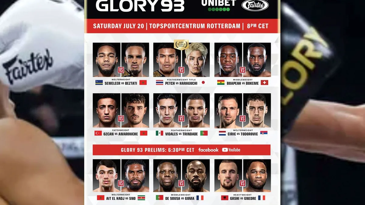 Publiekstrekker valt uit voor Glory 93 event: 'Tegenvaller' | Vechtsport info