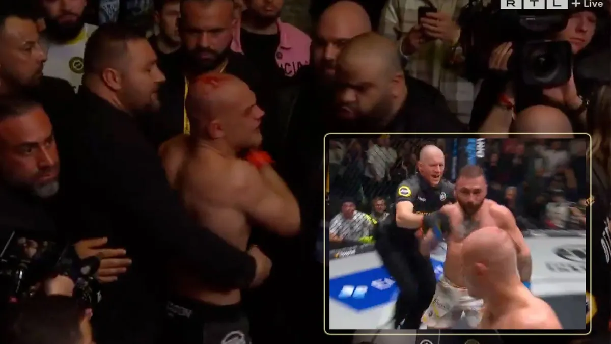 Respectloos! Seksueel gebaar zet MMA gevecht om in vechtpartij - chaos ...