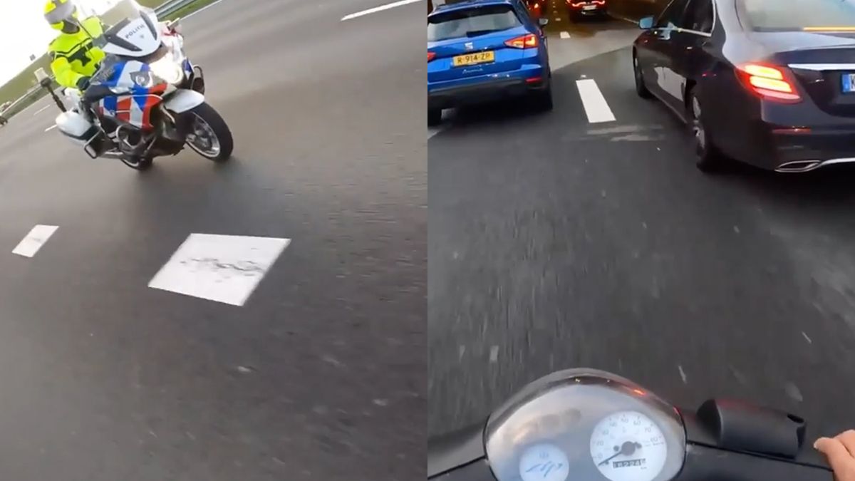 Scooterrijder achterna gezeten door motoragent en plaatst achtervolging ...