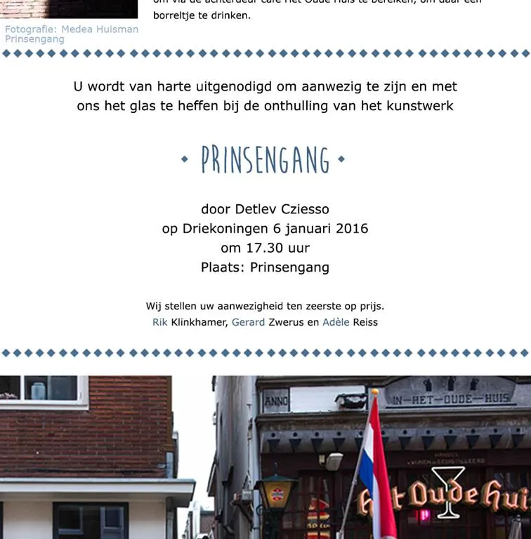 Onthulling van het kunstwerk Prinsengang