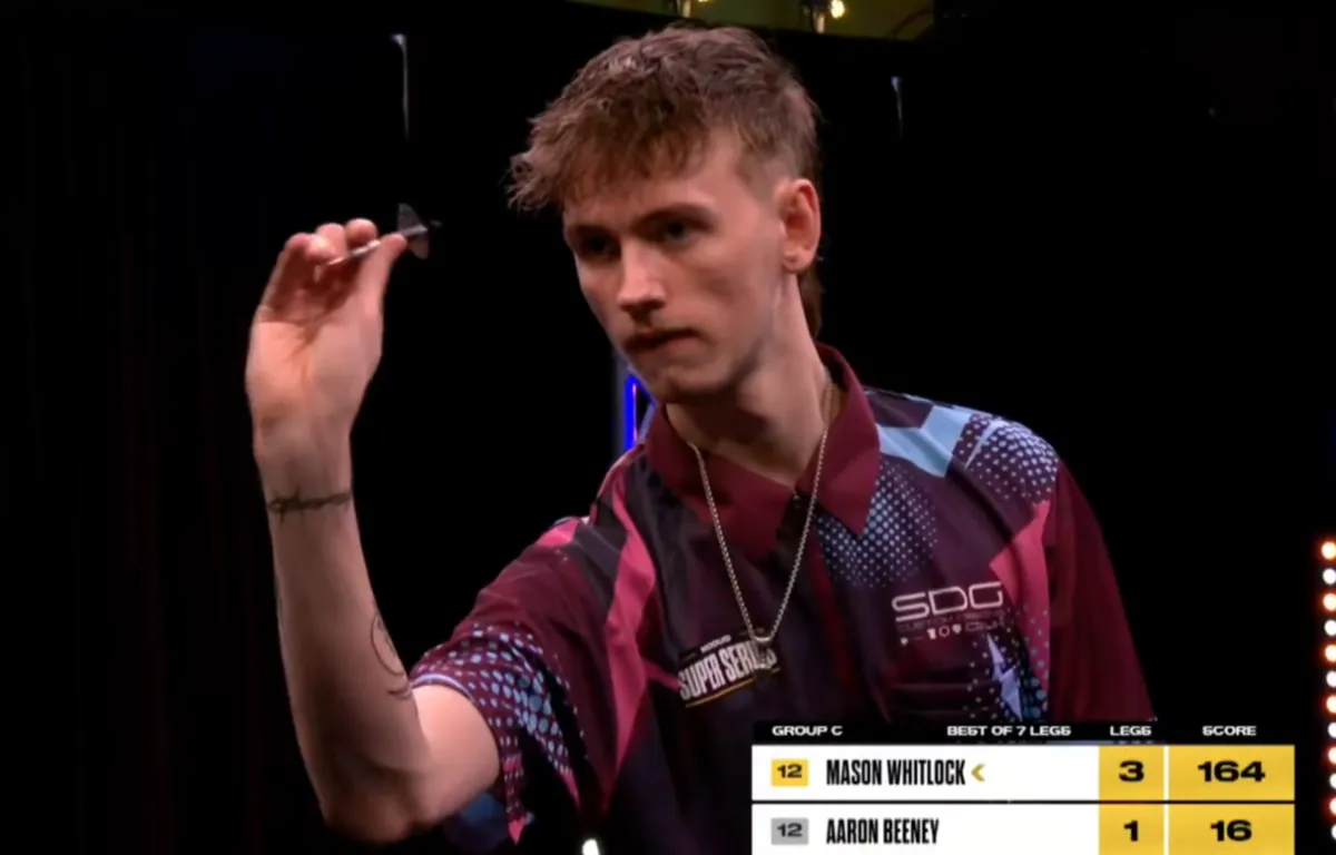 Mason Whitlock (Sohn des Top-Darters Simon Whitlock) wirft in der MODUS ...