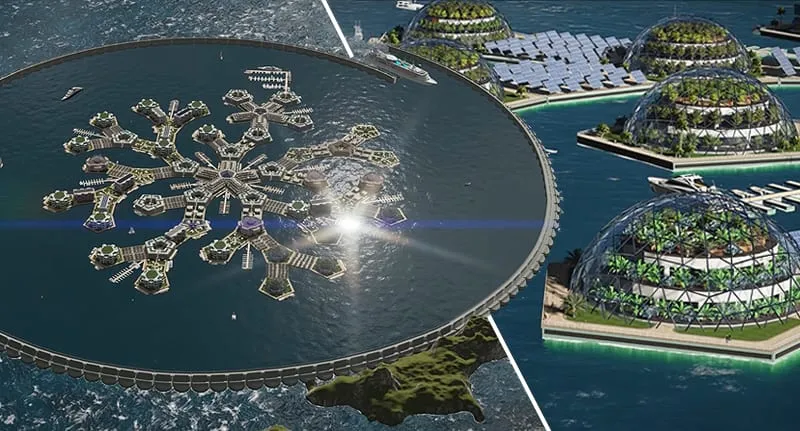 Tof concept voor eerste drijvende stad op aarde