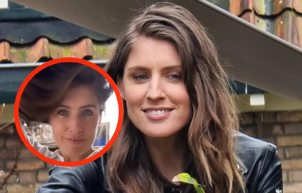 Foto: Marieke Elsinga waait bijna weg in opengeknoopte blouse