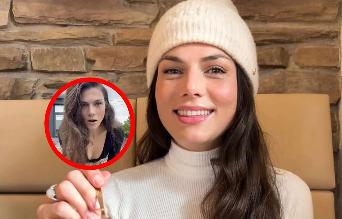 Foto: Zangeres Lisa Michels buigt diep voorover in laag uitgesneden shirtje