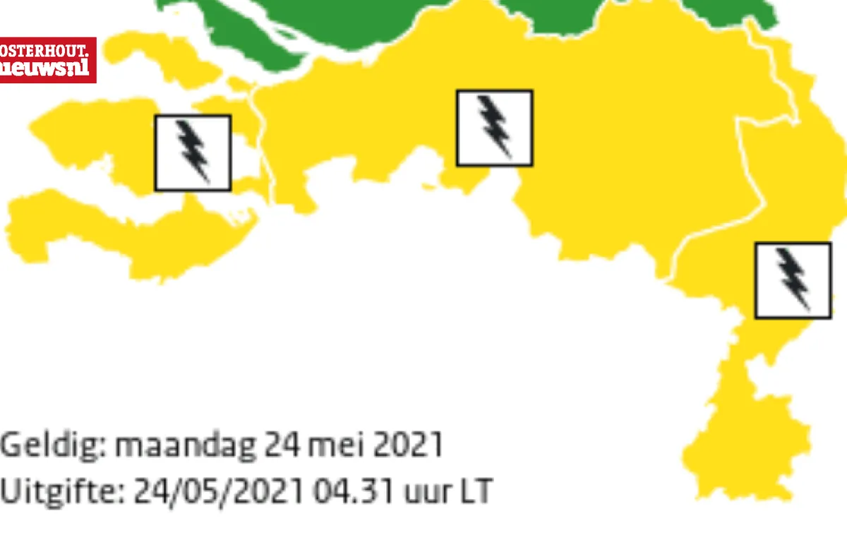 KNMI geeft code geel af voor onweersbuien later vandaag