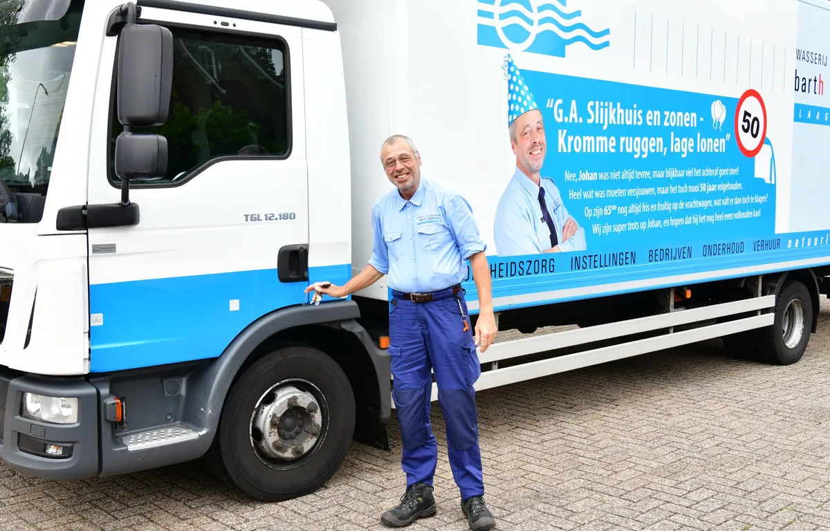 Johan Bosman viert zijn 50 jarig jubileum bij wasserij Barth Slijkhuis ...