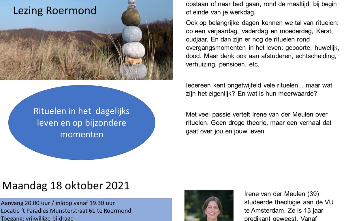 Rituelen in het dagelijks leven en op bijzondere momenten