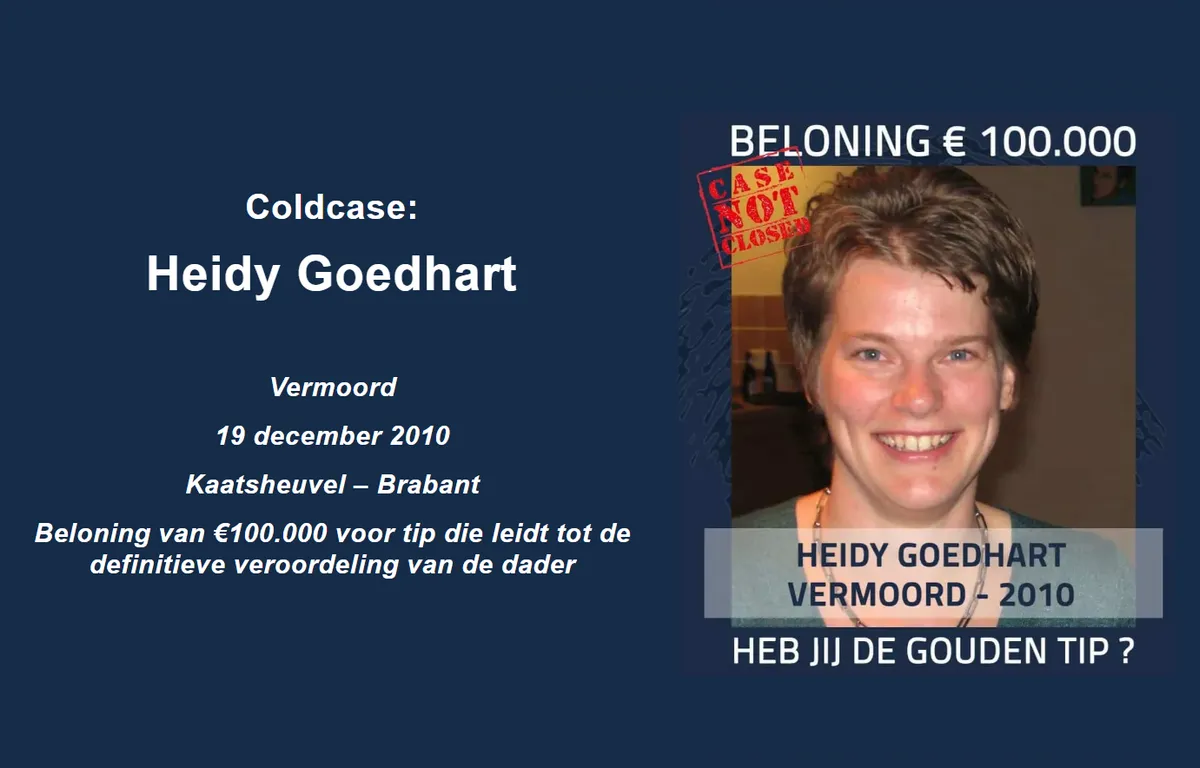 100.000 euro uitgeloofd voor gouden tip in coldcase-zaak Heidy Goedhart
