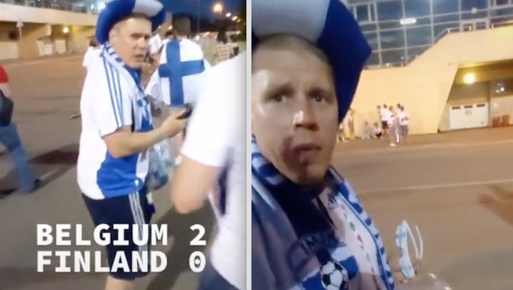 Finland is uitgeschakeld en dat moest deze Belgische grapjas even extra ...