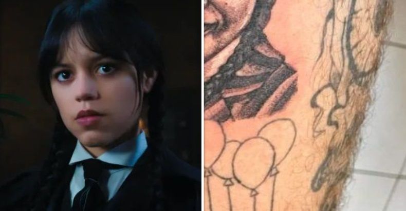 Mislukte tattoo van Wednesday Addams gaat viraal: "Het is Samuel L ...