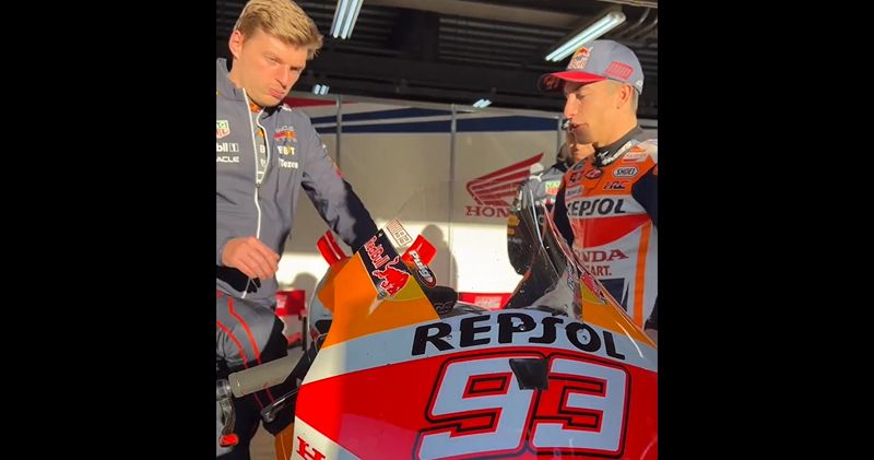 Video: Max Verstappen krijgt bijles van MotoGP-kampioen Marc Marquez