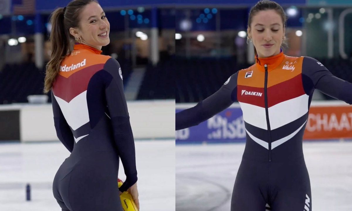 Suzanne Schulting laat zien hoe flexibel ze is