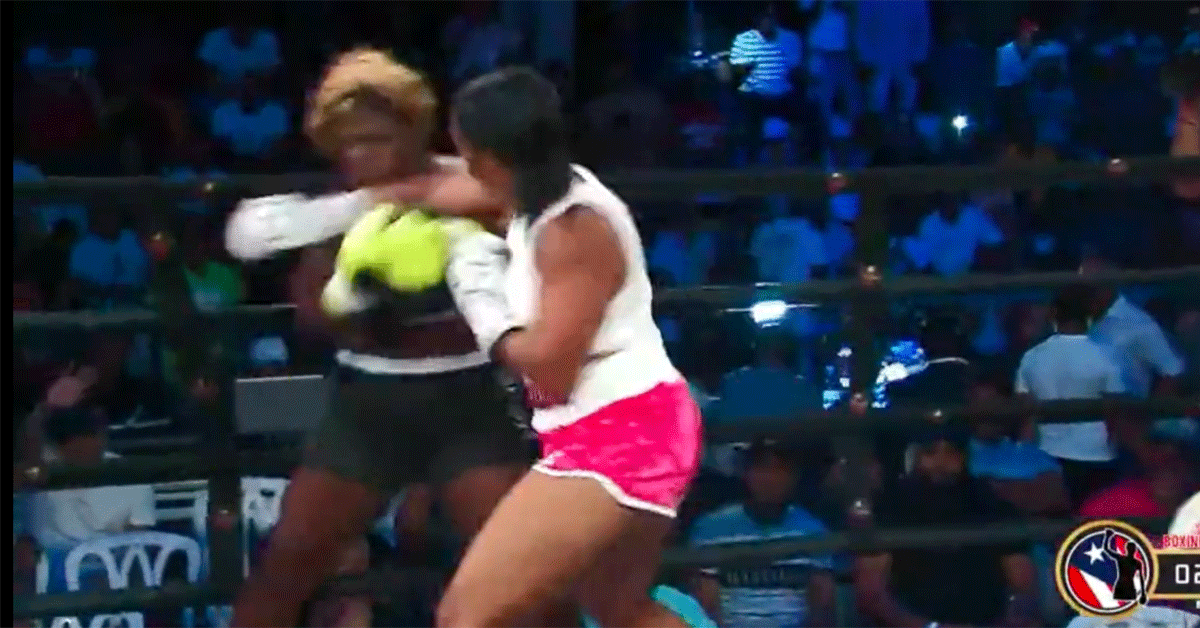 Angstige Boksster compleet afgemaakt 'Niks te zoeken in de ring (video)