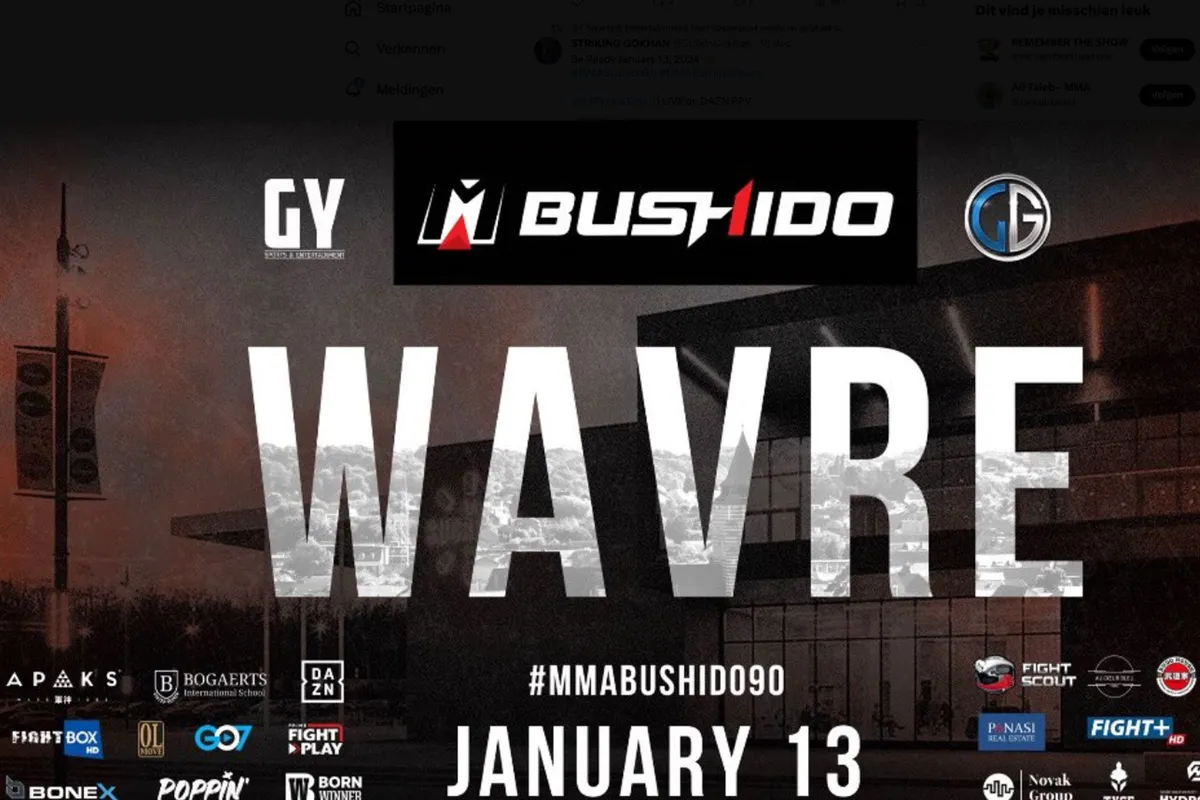 Bushido: Het Grootste MMA-Event van België op 13 Januari 2024 | Vechtsport info