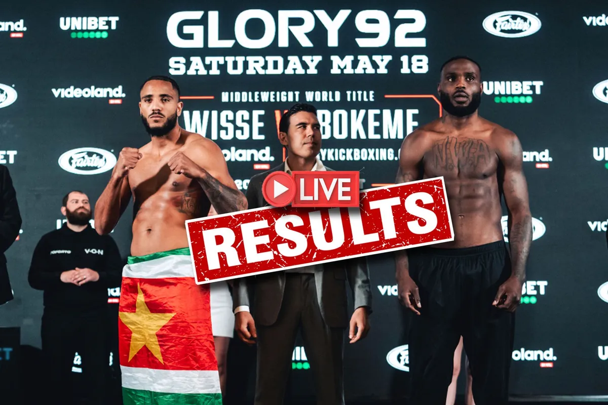 Live uitslagen Glory 92: Wisse vs Bokeme' | Vechtsport info