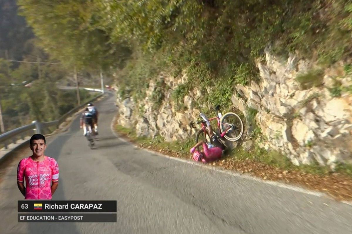 🎥 The hairpin turns in Lombardy are treacherous, as Carapaz and ...
