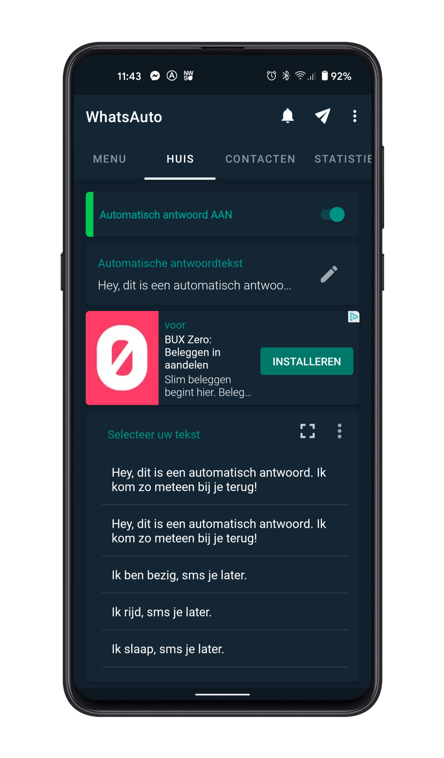 Zo verstuur je in WhatsApp automatische antwoorden op berichten Zo verstuur je in WhatsApp automatische antwoorden op berichten
