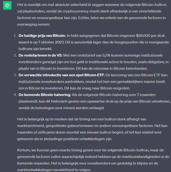 ChatGPT Voorspelt: Wanneer Begint de Volgende Bitcoin Bull Run en Welke Crypto Gaat Stijgen Vóór ...