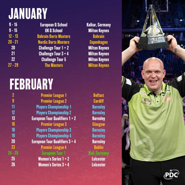 PDC Kalender 2023 is bekend, drie toernooien in Nederland