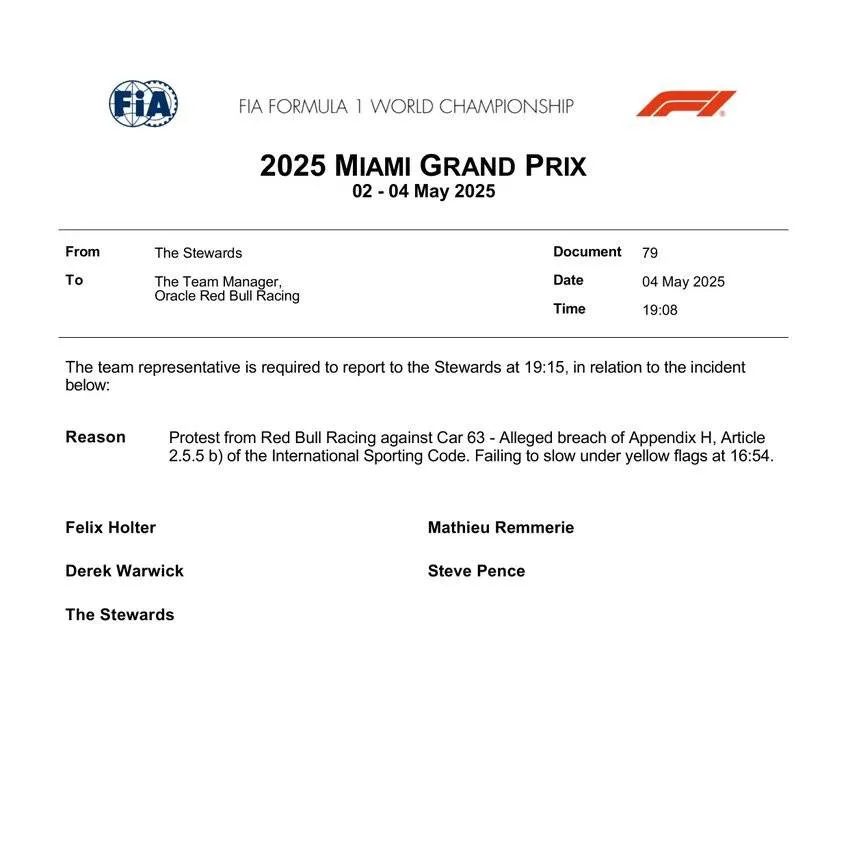 BREAKING: Red Bull dient protest in na race in Miami en wil Max ...