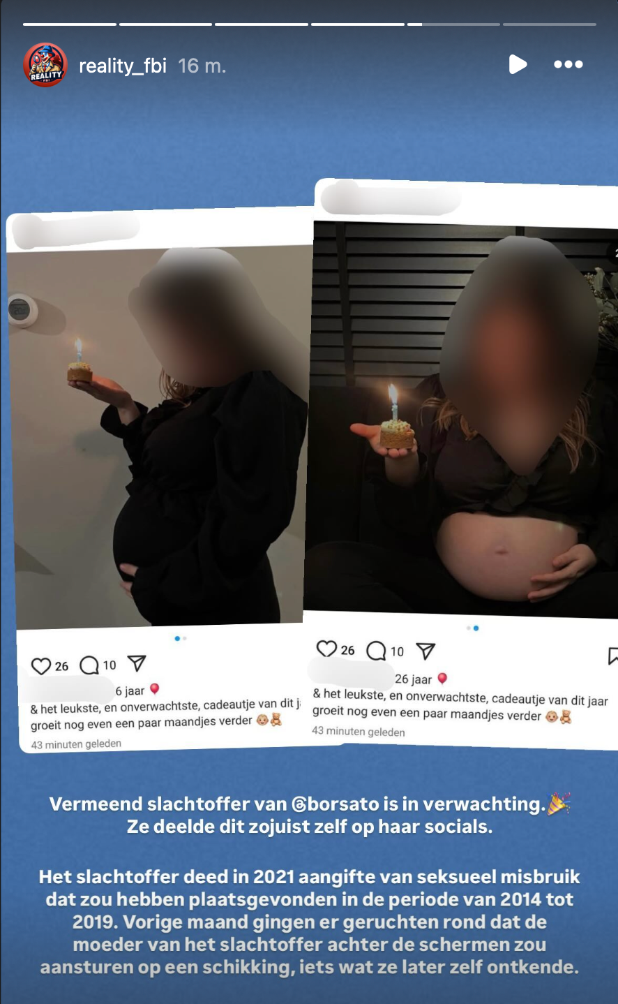 'Slachtoffer Marco Borsato deelt foto's van zwangere buik op Instagram'